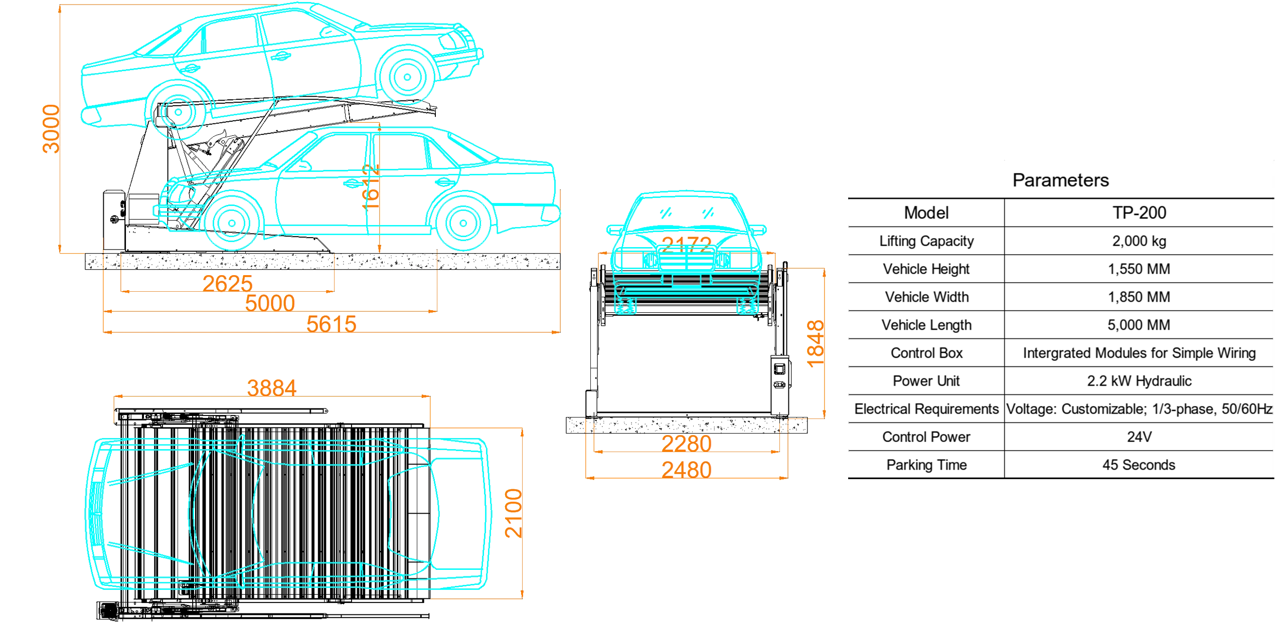 Two Post Parking Lift - Car Storage Lift, Automated Parking System & Car Elevator - SolidParking
