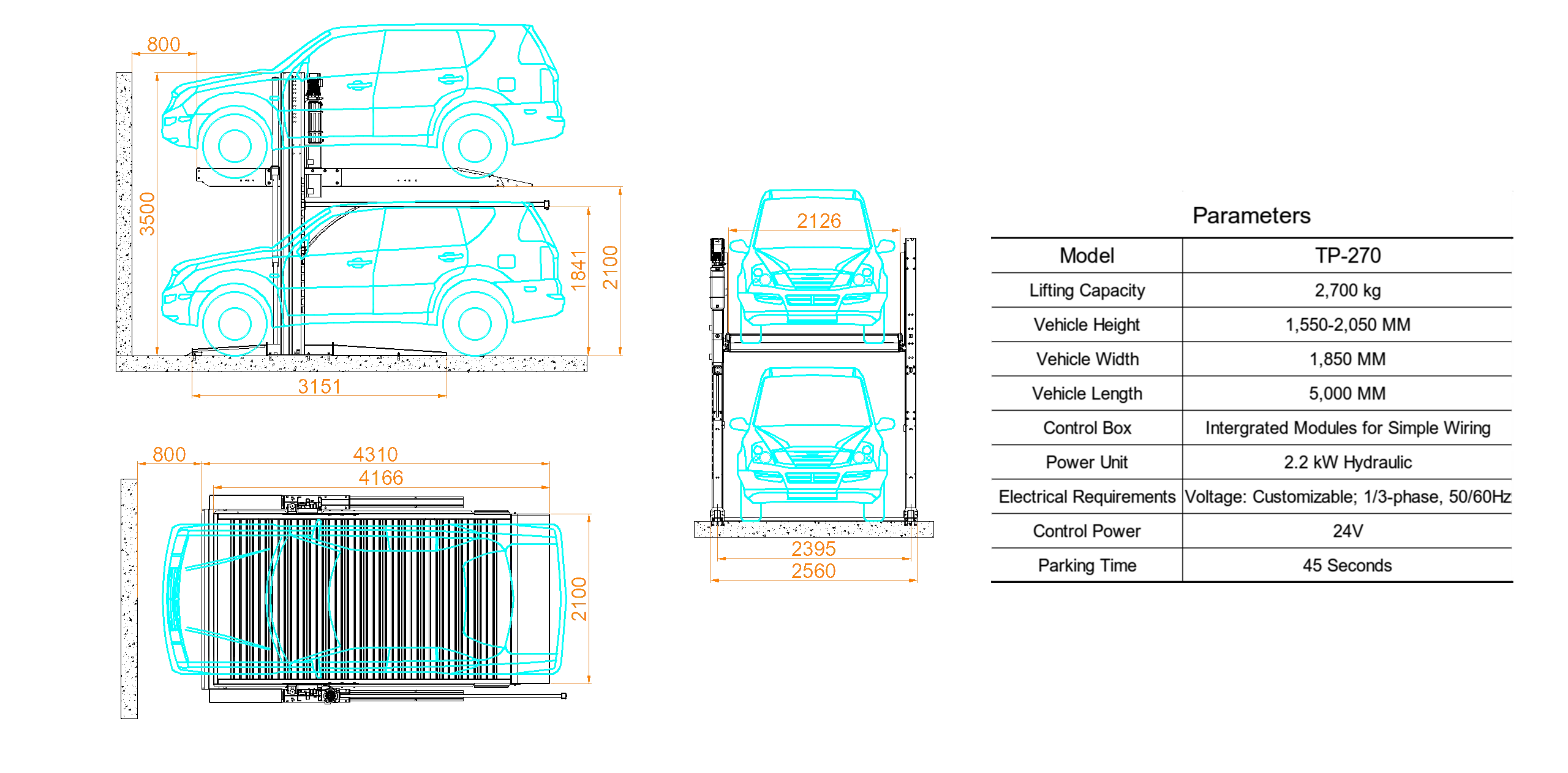 Two Post Parking Lift - Car Storage Lift, Automated Parking System & Car Elevator - SolidParking