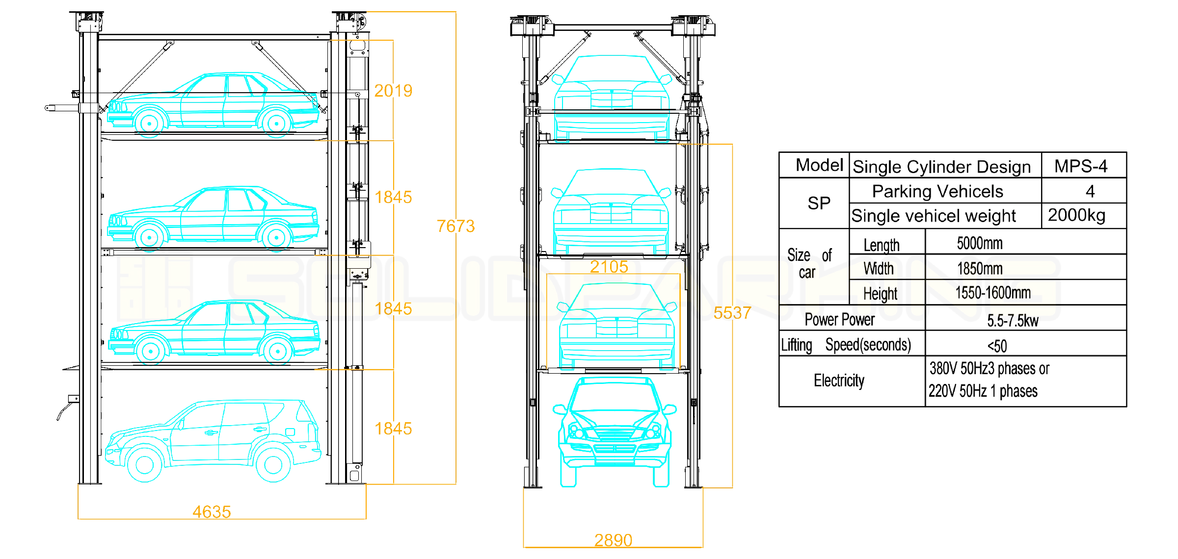 Four Post Parking Lift - Car Storage Lift, Automated Parking System ...